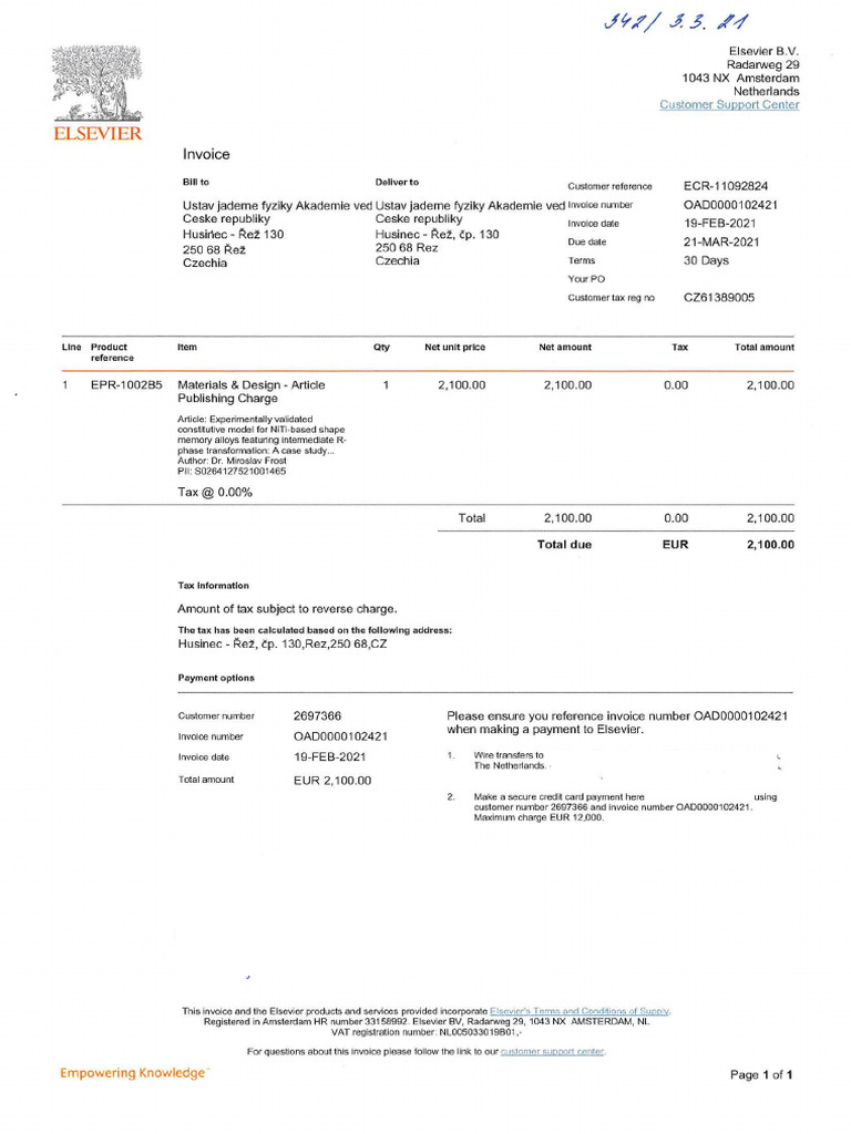 Elsevier Invoice for Article Publishing | PDF | Invoice | Economies