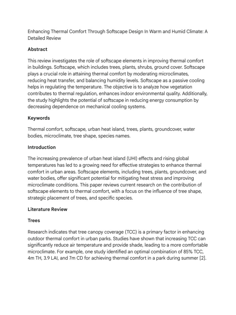 Soft Scape Enchancing Thermal Comfort Review Paper 30th | PDF ...