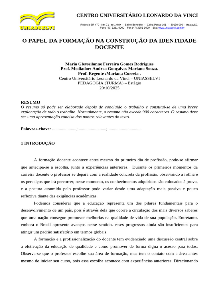 Paper Completo - Projeto de en 1 (1) | PDF | Pedagogia | Cognição
