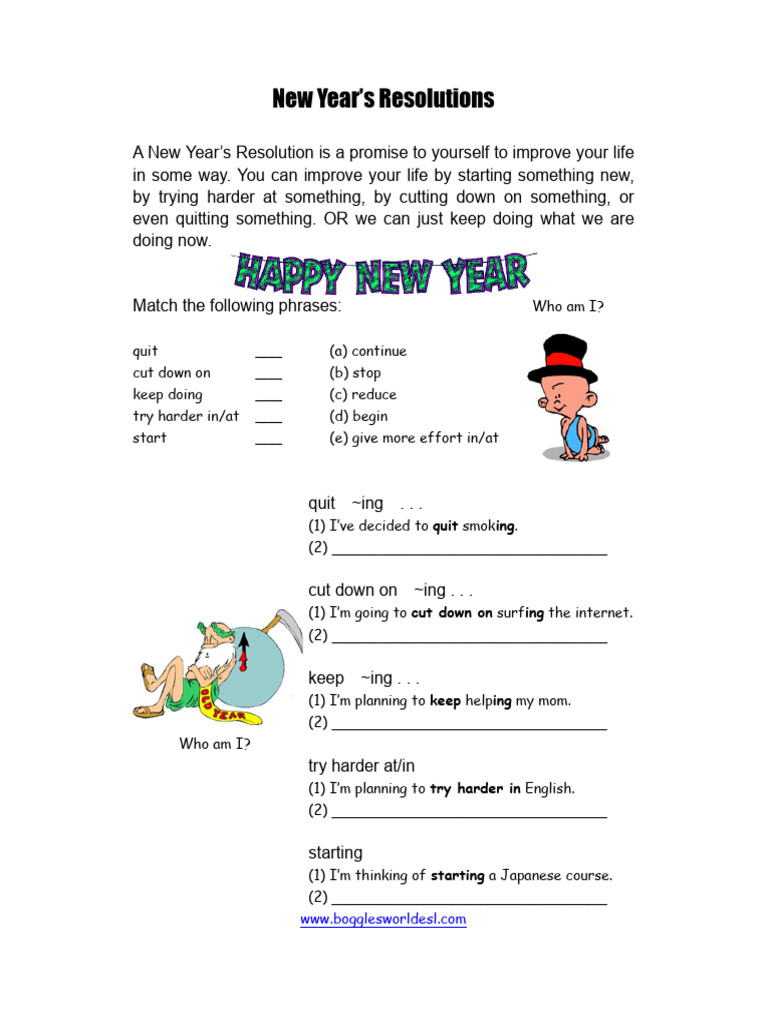 New Year's Resolution - Verbs & Phrases | PDF