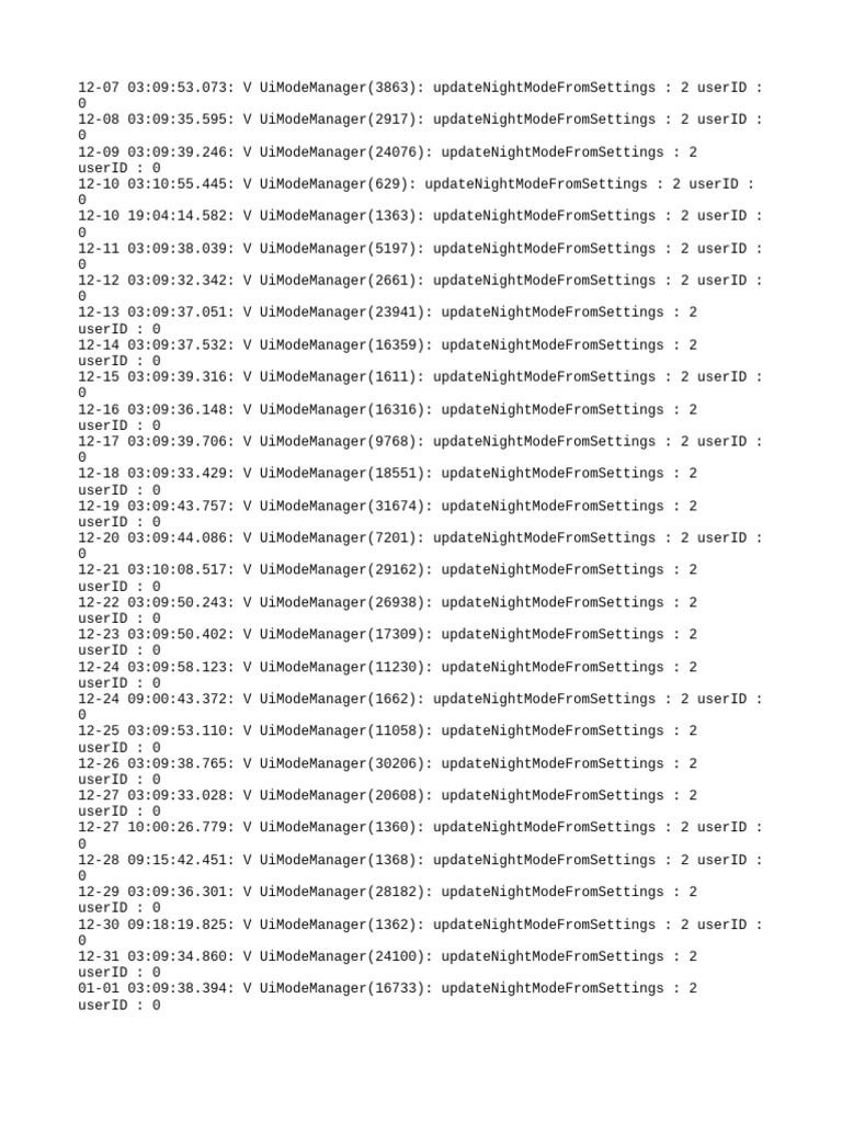 Night Mode Updates Log Entries | PDF