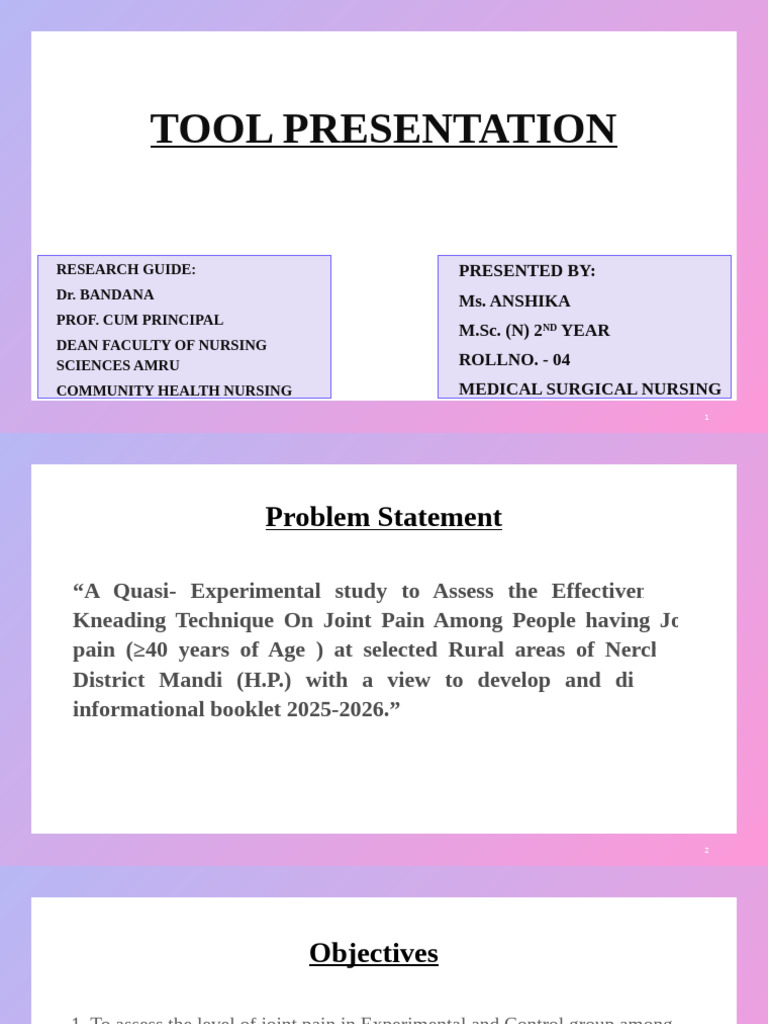 Anshika Tool Presentation | PDF | Massage | Joint