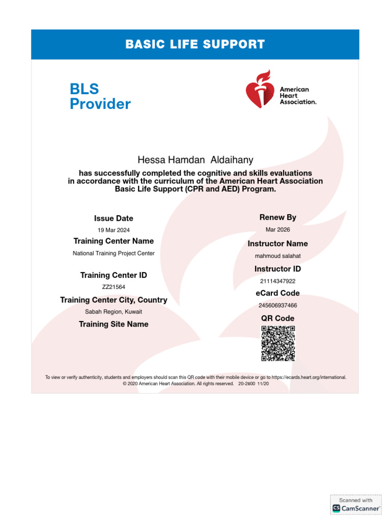 BLS Certification eCard Verification | PDF
