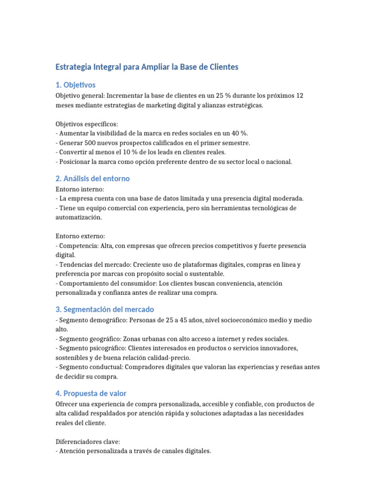 Estrategia Integral Base Clientes Estudiantil | PDF | Publicidad ...