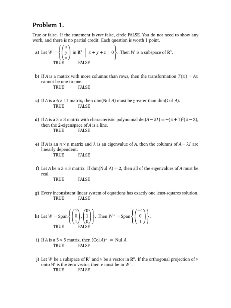 Final Exam Sample-1 | PDF | Eigenvalues And Eigenvectors | Matrix ...