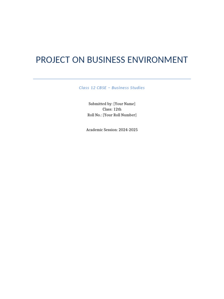 Business Environment Project for Class 12 | PDF | Macroeconomics ...