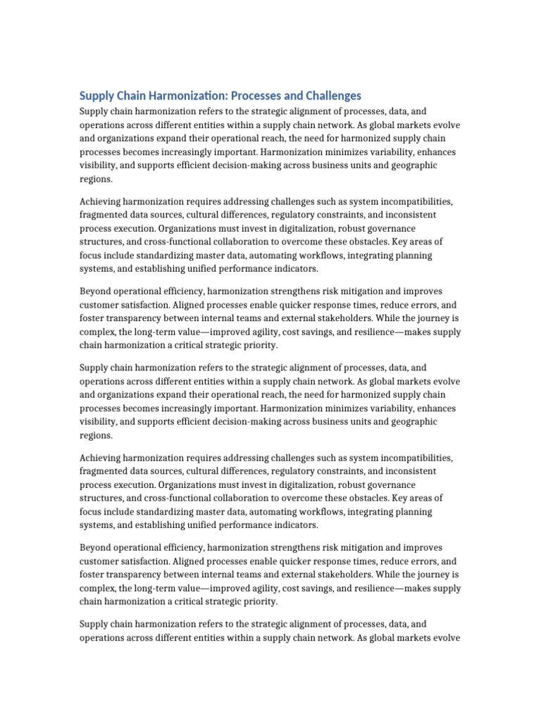Supply Chain Harmonization | PDF | Supply Chain | Governance