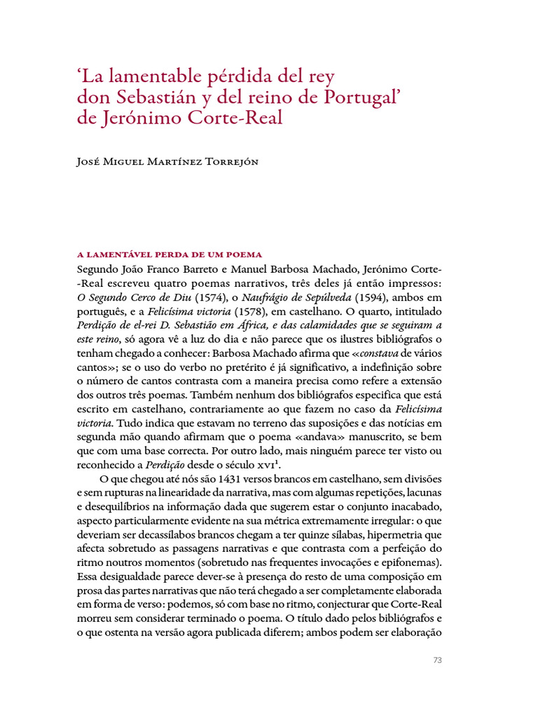 La Lamentable Perdida Del Rey Don Sebastian y Del Reino de Portugal de ...