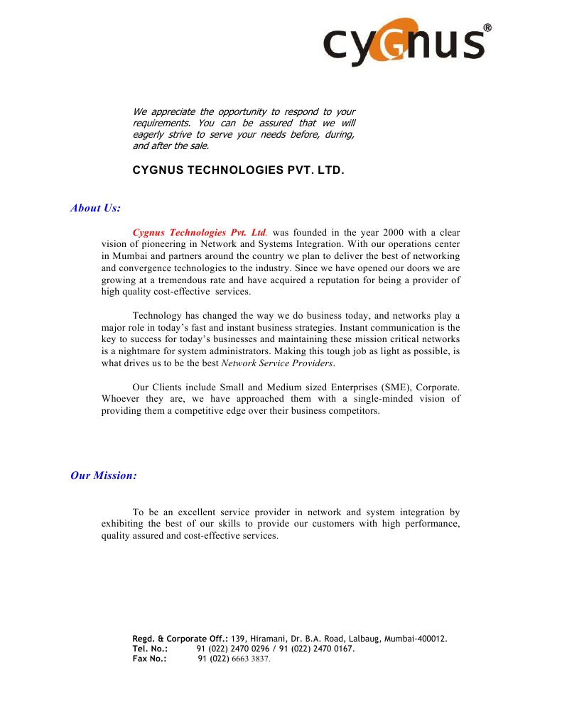 Cygnus Technologies Pvt. LTD.: About Us | PDF | Desktop Computer ...