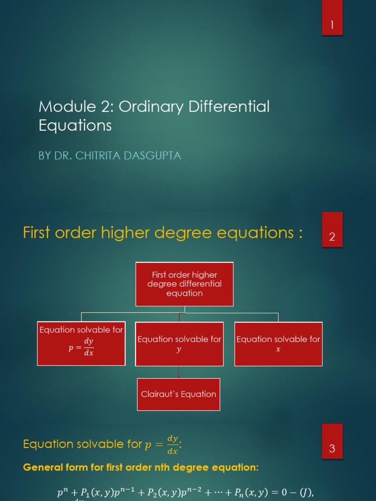 Mathematics B - BSCM103B_Module 3 (Higher Oder and Higher Degree) | PDF ...