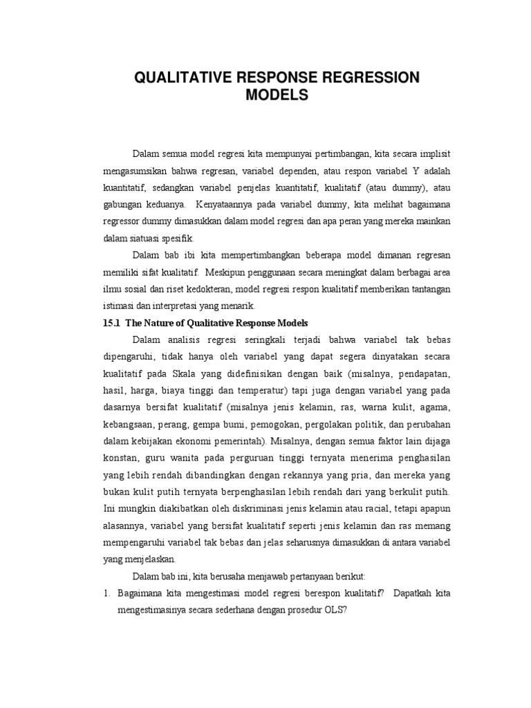 Qualitative Response Regression | PDF