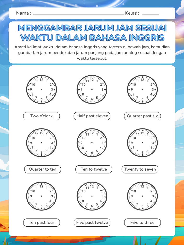 Menggambar Jam Berdasarkan Waktu Inggris | PDF