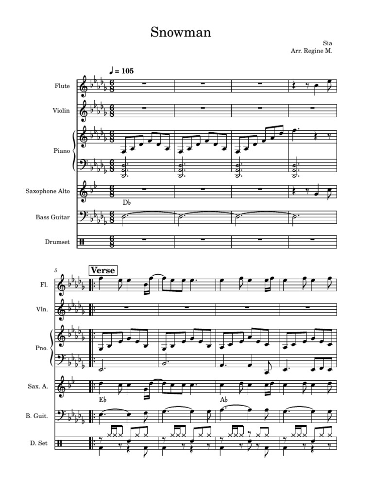 Snowman__Sia Version FM 2024 | PDF | Woodwind Instruments | Musical ...
