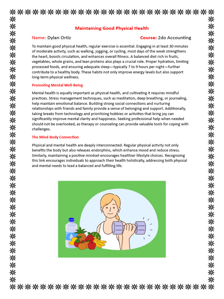 Maintaining Good Physical Health Ingles | PDF | Conceptos psicologicos ...