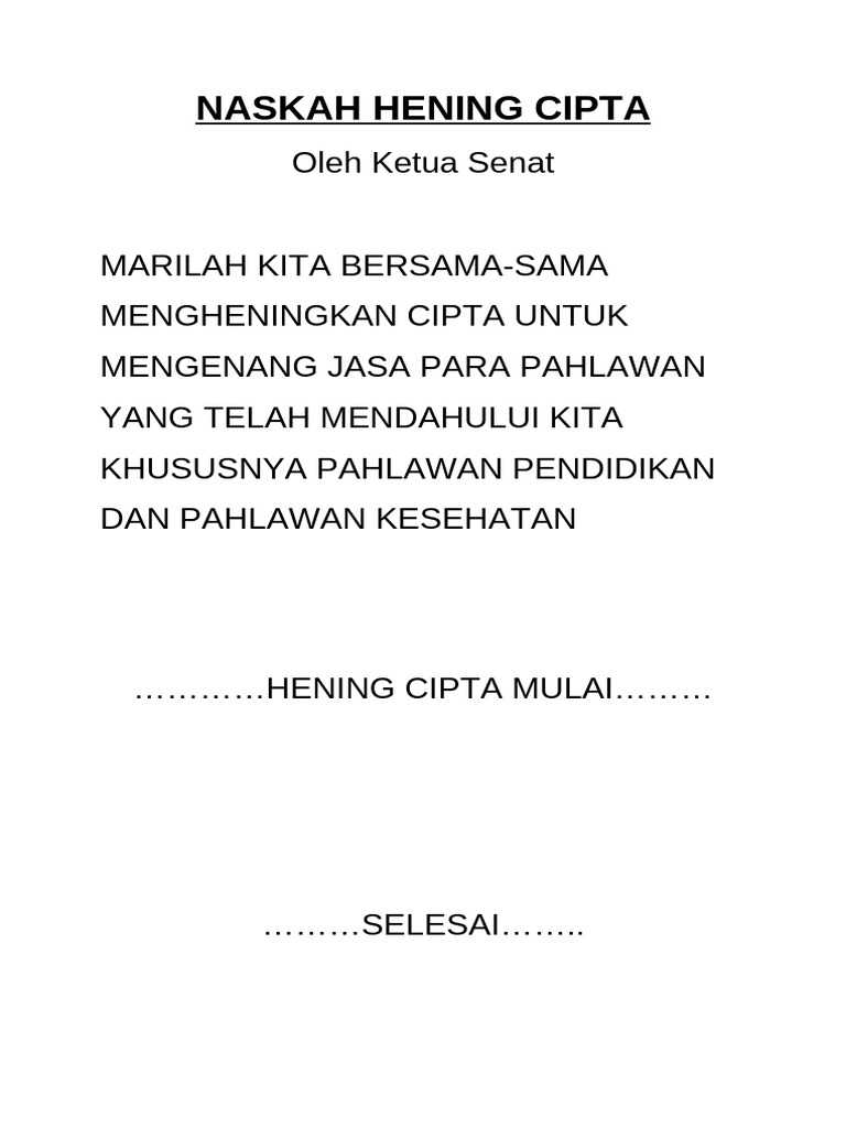 Hening Cipta untuk Pahlawan Pendidikan | PDF