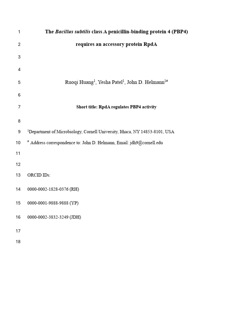 RpdA's Role in PBP4 Regulation | PDF | Cell Biology | Biochemistry