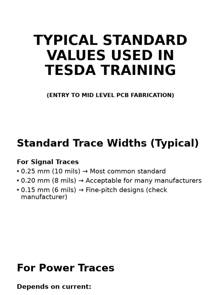 PCB Fabrication Standard Values Guide | PDF