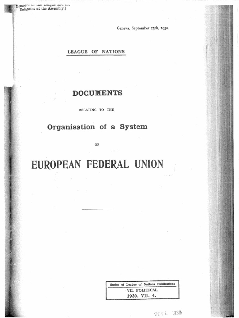 European Federal Union Proposal 1930 | PDF | Sovereignty | League Of ...