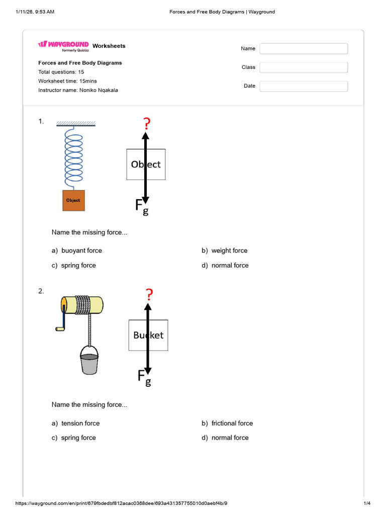 Quizizz - Forces and Free Body Diagrams | PDF | Force | Tension (Physics)