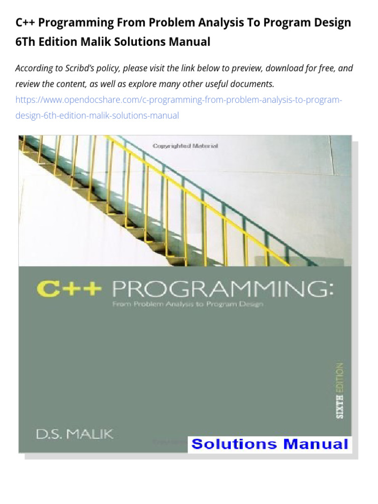 C++ Programming From Problem Analysis to Program Design 6th Edition ...