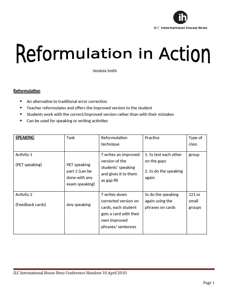 Reformulation From Vendy Brno 2011 | PDF | Cognitive Science | Cognition