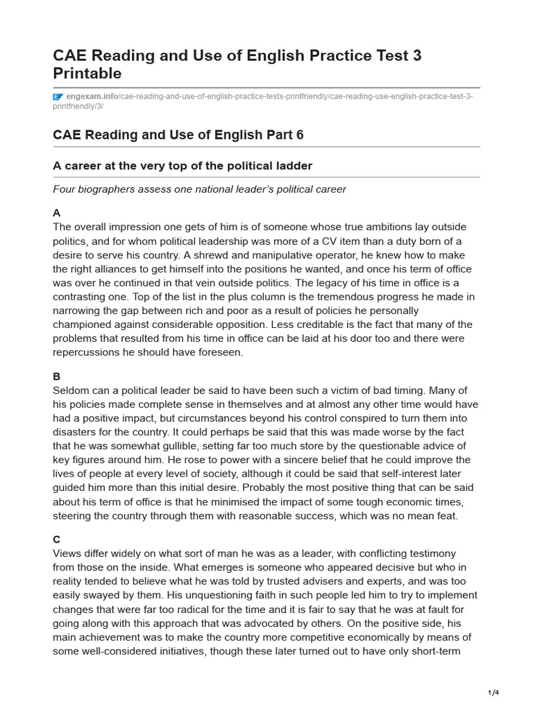 Engexam.info-CAE Reading and Use of English Practice Test 3 Printable ...