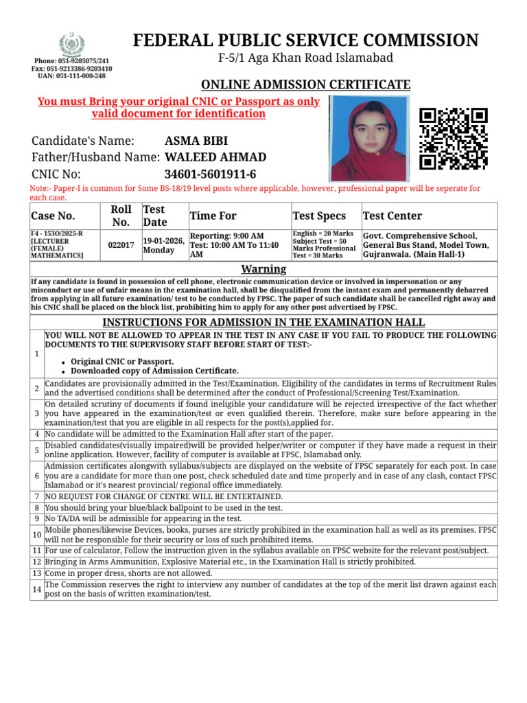 Cp.fpsc.Gov.pk Gr One Gr Acs Gr Phase Ac Details.php | PDF