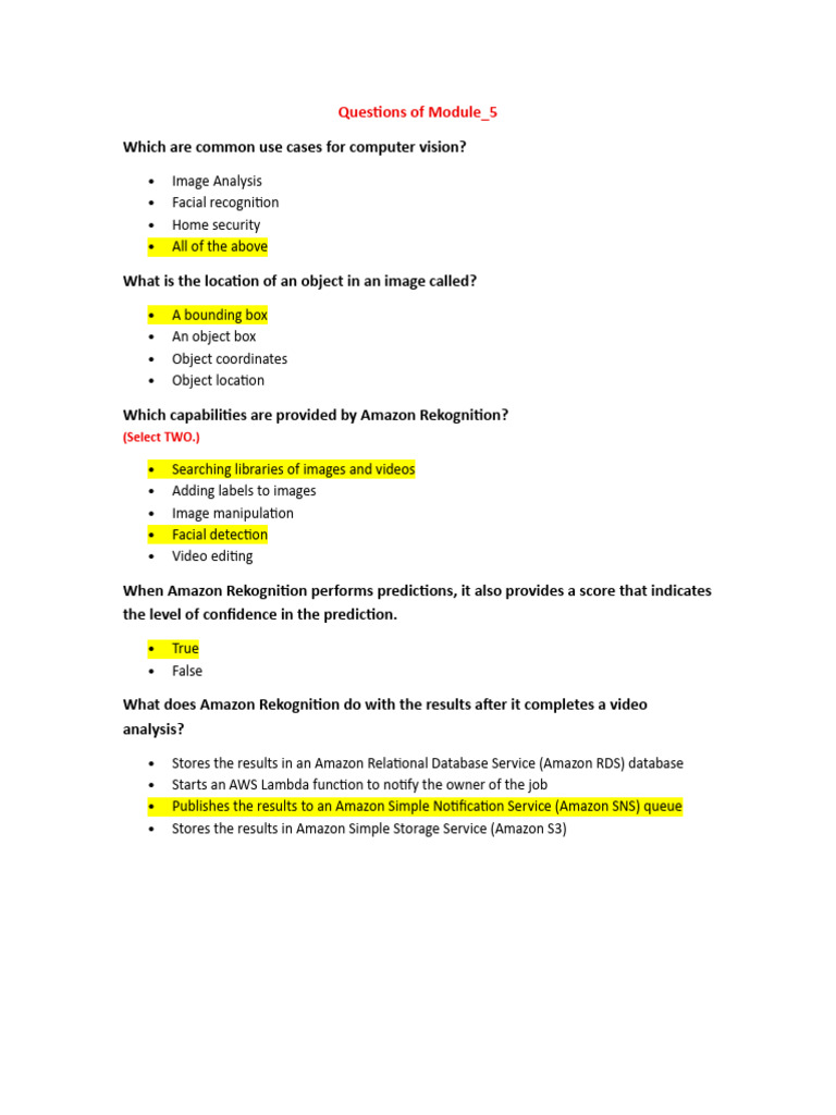 Questions of Module_5 | PDF