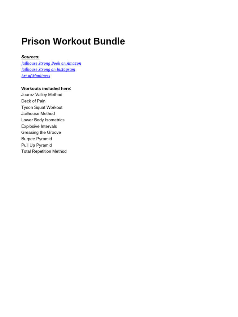 Prison Workout Bundle _ LiftVault | PDF | Sports Science | Management ...
