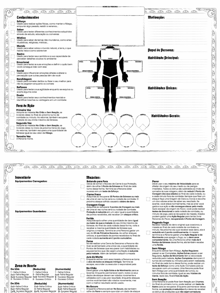 Oblívio RPG - Ficha de Personagem | PDF