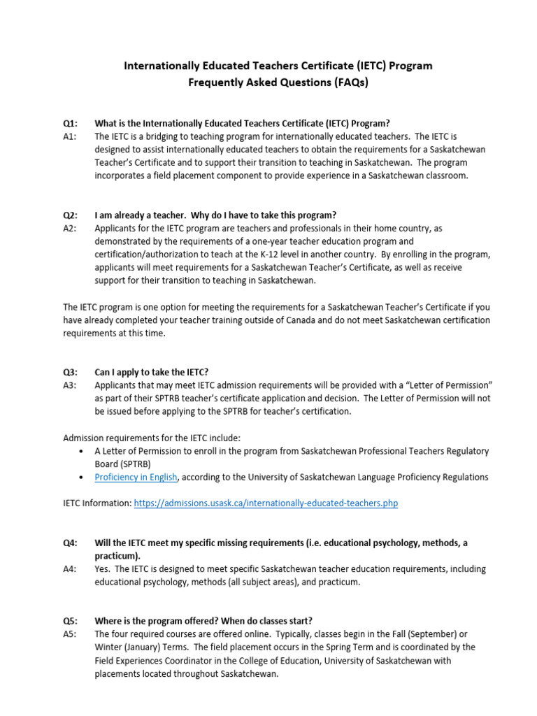 Faqs Ietc Final | PDF | Teachers