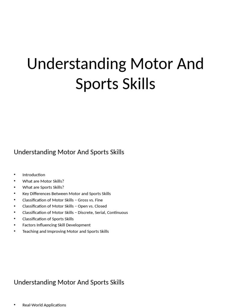 Understanding Motor And Sports Skills | PDF | Sports | Skill