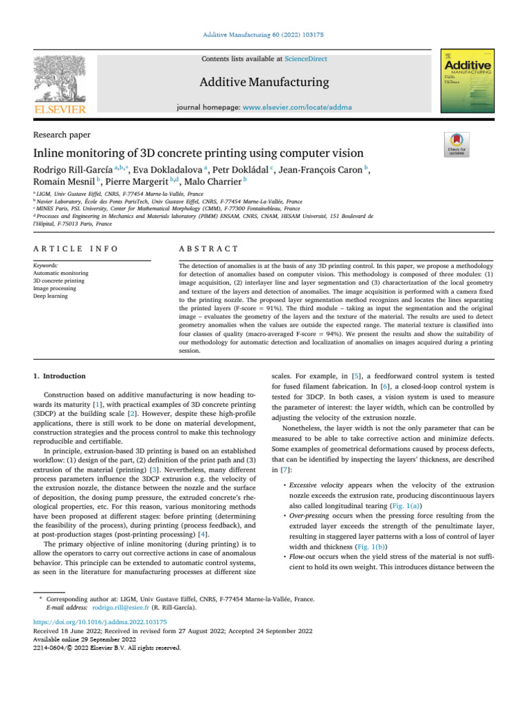 2022.Inline Monitoring of 3D Concrete Printing Using Computer Vision ...