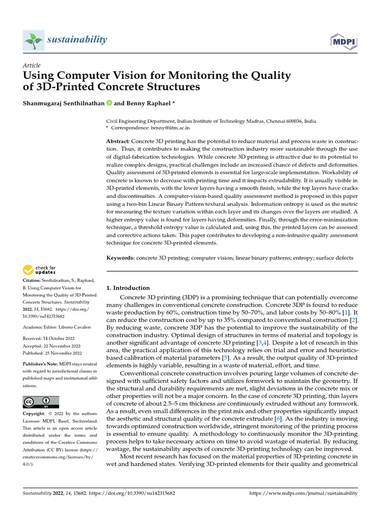 Computer Vision for 3D-Printed Concrete Quality | PDF | 3 D Printing ...