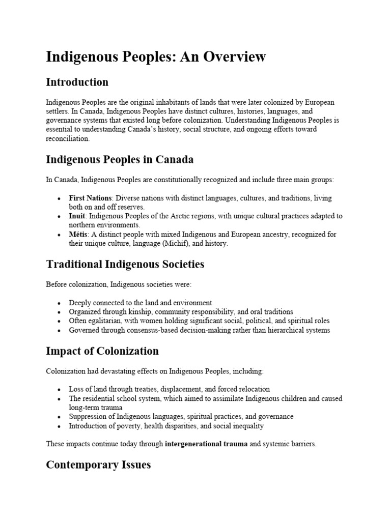 Overview of Indigenous Peoples in Canada | PDF | Indigenous Peoples ...