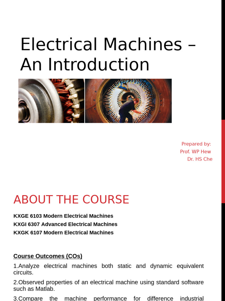 [1a] Electrical Machines - An Introduction | PDF | Electromagnetic Induction | Electric Motor