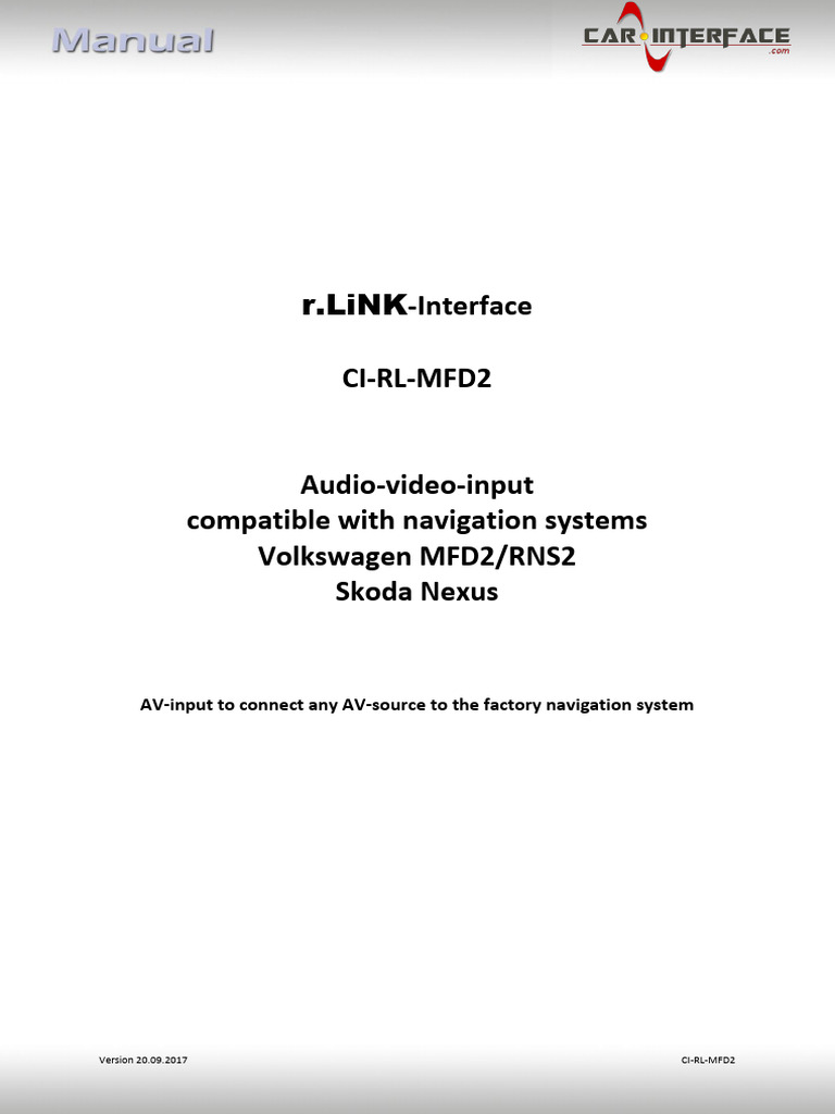 AV Input Interface for VW MFD2/RNS2 | PDF | Electronics | Electrical ...