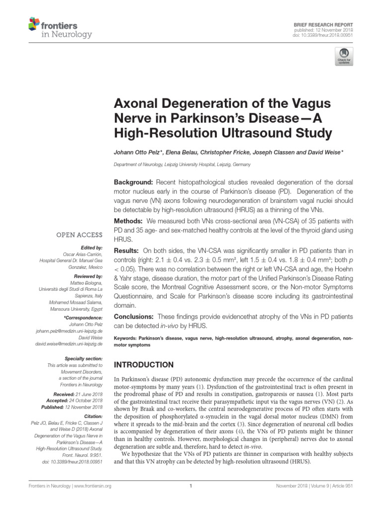 10-Axonal Degeneration of the Vagus Nerve in Parkinson's Disease—a High ...