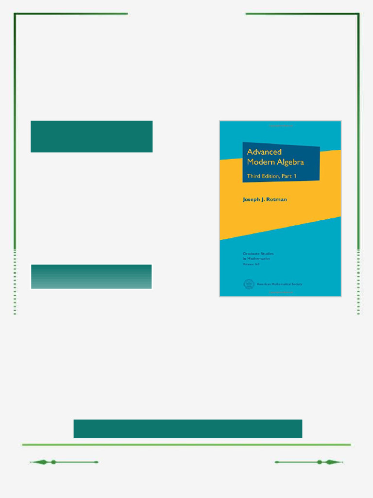 Advanced Modern Algebra Part 1 3rd Edition Joseph J. Rotman eBook universal pdf | PDF | Ring ...