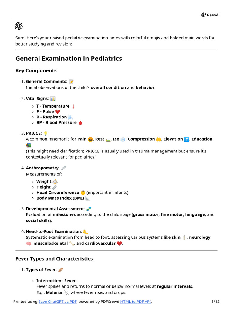General Examination in Pediatrics | PDF | Congenital Heart Defect ...