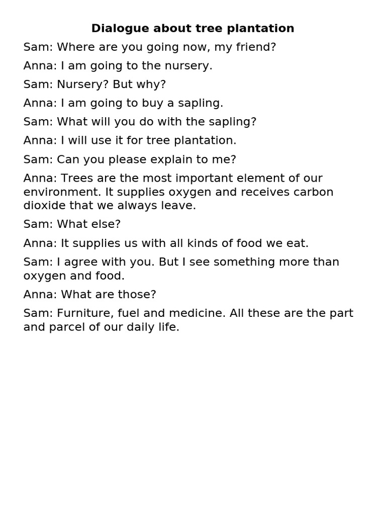 Dialogue About Tree Plantation | PDF