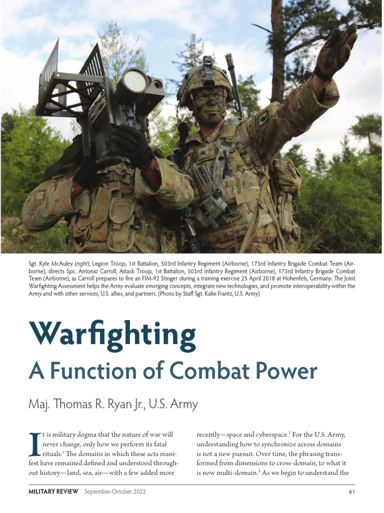 Warfighting Function of Combat Power Ryan-2022 | PDF | Maneuver Warfare ...