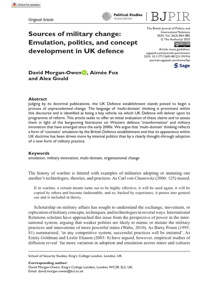 Morgan Owen Et Al 2023 Concept Development in Uk Defence | PDF ...