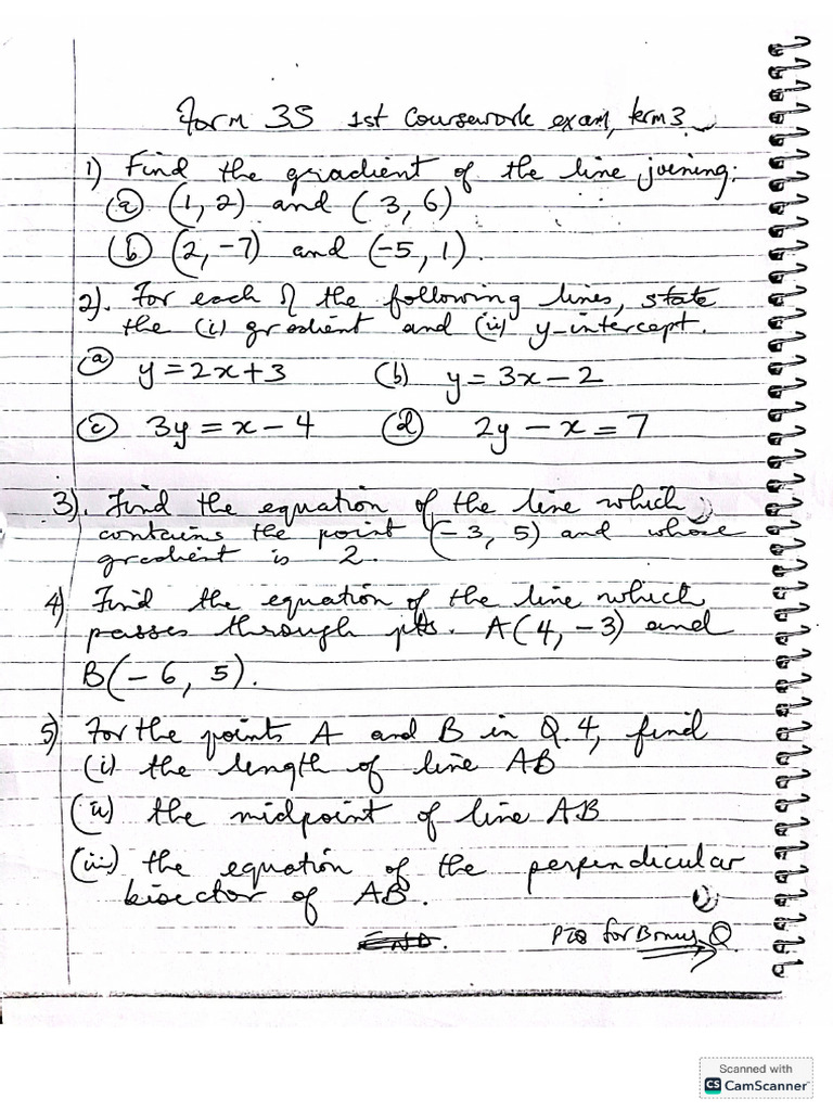 Form 3 Maths Exams | PDF