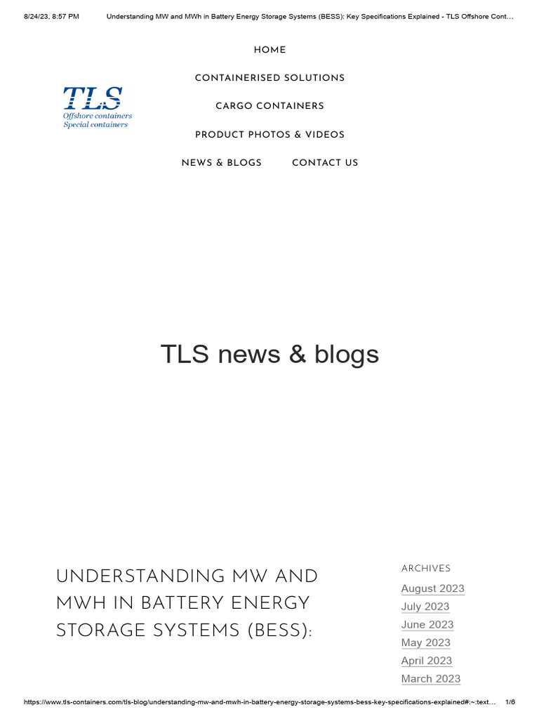 MW vs MWh in Battery Storage Explained | PDF | Energy Storage ...