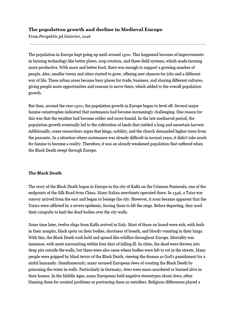 Text - The population growth and decline in Medieval Europe | PDF ...