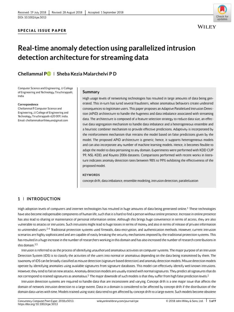 Real Time Anomaly Detection Using Parall | PDF | Applied Mathematics | Computing
