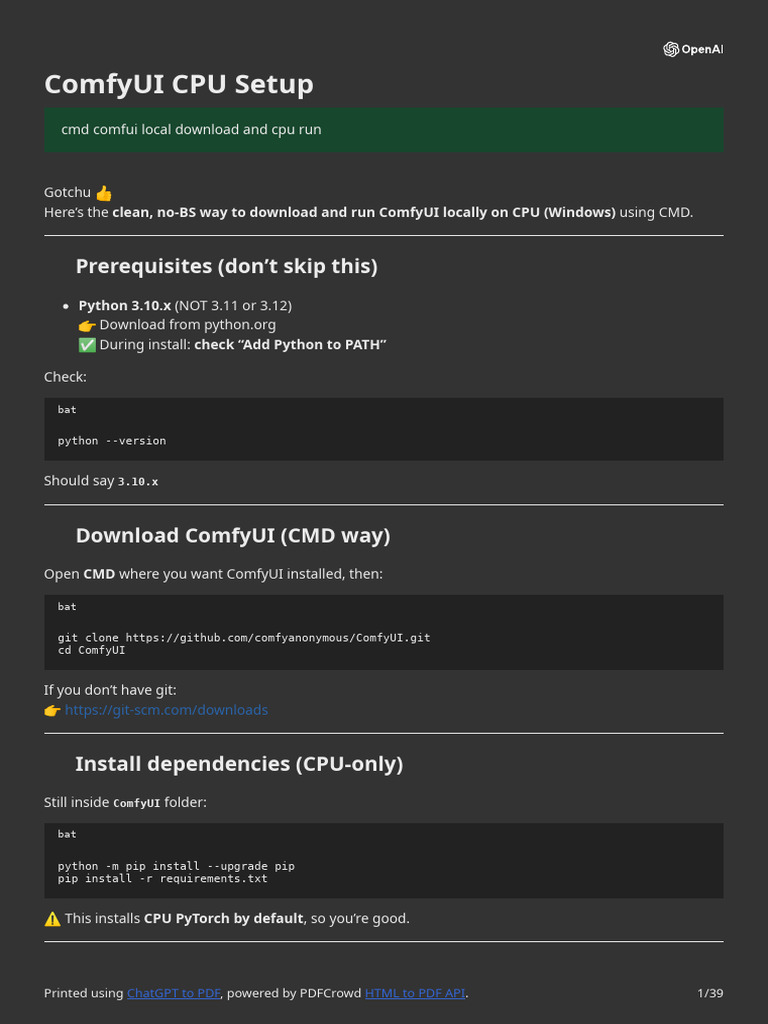 ComfyUI Docker Setup | PDF | Python (Programming Language) | Computing