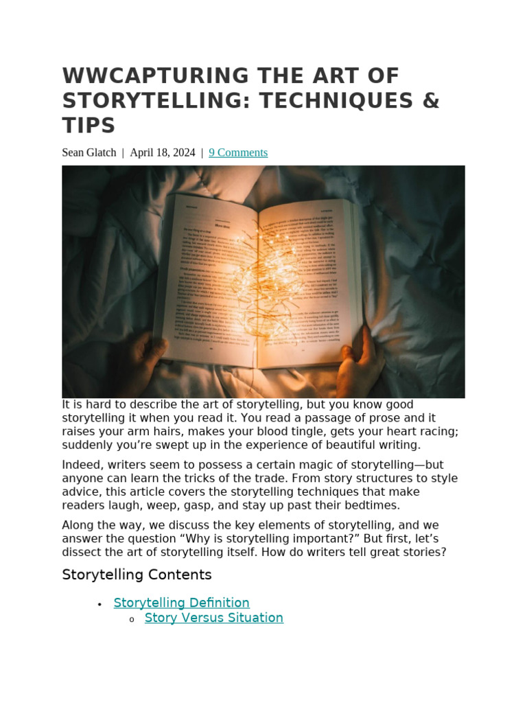 Master Storytelling Techniques & Tips | PDF | Narration | Storytelling
