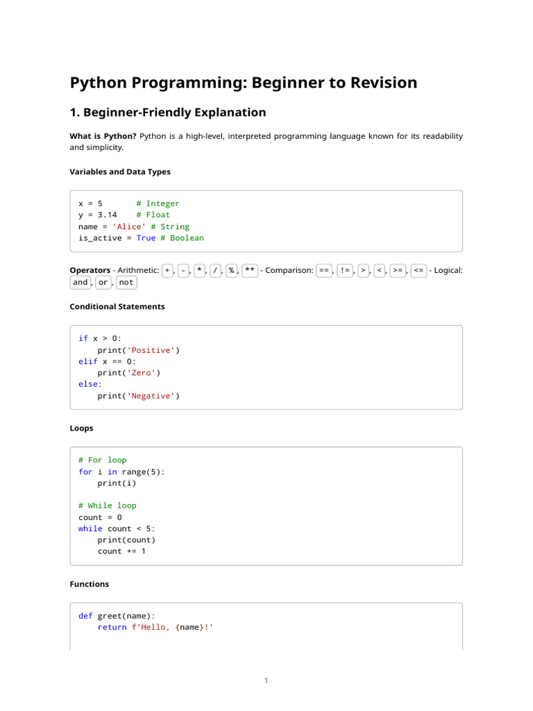 Python Revision Pdf | PDF | Boolean Data Type | Arithmetic